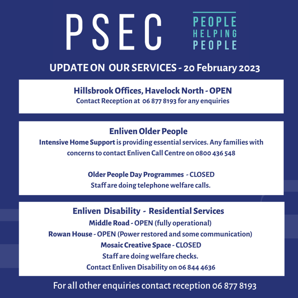 Service updates - Cyclone Gabrielle - Presbyterian Support East Coast ...
